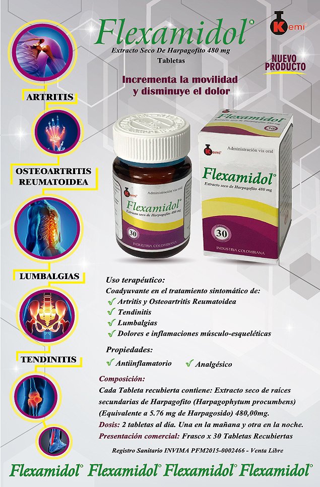 COLFAR Colombiana Farmacéutica - Flexamidol Frasco x 30 Tabletas ...